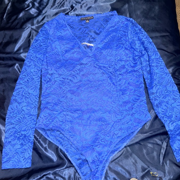Haute Monde | Tops | Royal Blue Lace Body Suit | Poshmark
